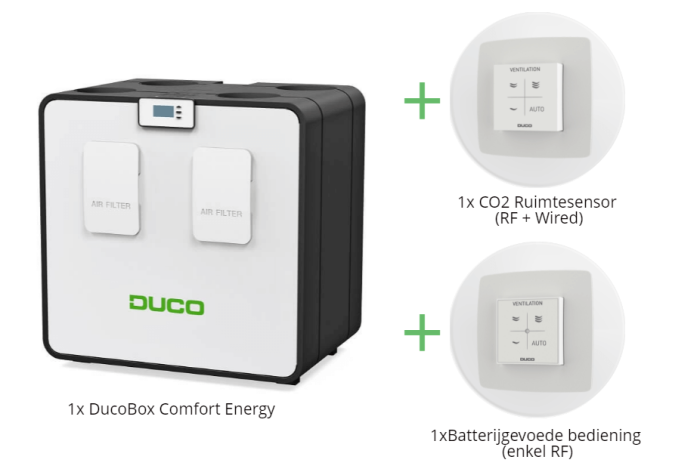 All-in-one DucoBox Energy Comfort WTW-unit - 325 m3/h - met CO2 en RF Bediening - Ventilatieshop.be
