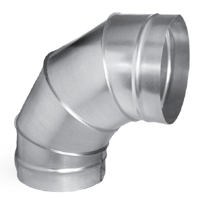 Spirobocht 90 graden 400mm geperst staal - Ventilatieshop.be