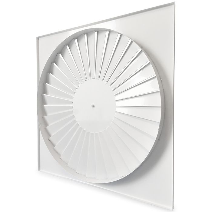 Wervelrooster 595 x 595mm Staal RAL 9016 - Ventilatieshop.be